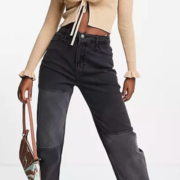 Hollister | Jeans | Hollister Ultra High Rise Dad Jean Black Patchwork ...